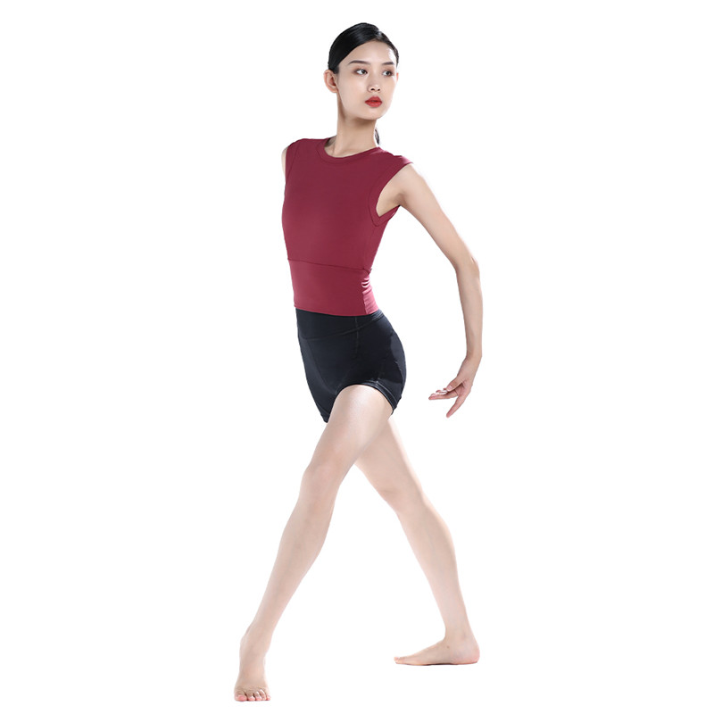 Wine Red Sleeveless Tunic Dance Tops For Ballet | Dansgirl