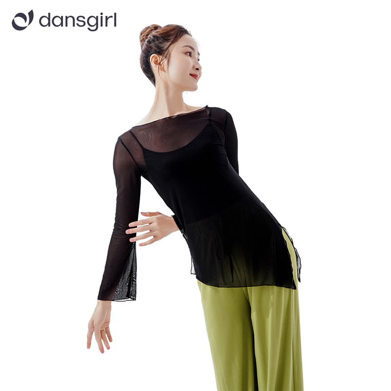 Women’s Black Long Sleeve Dance Top | Dansgirl