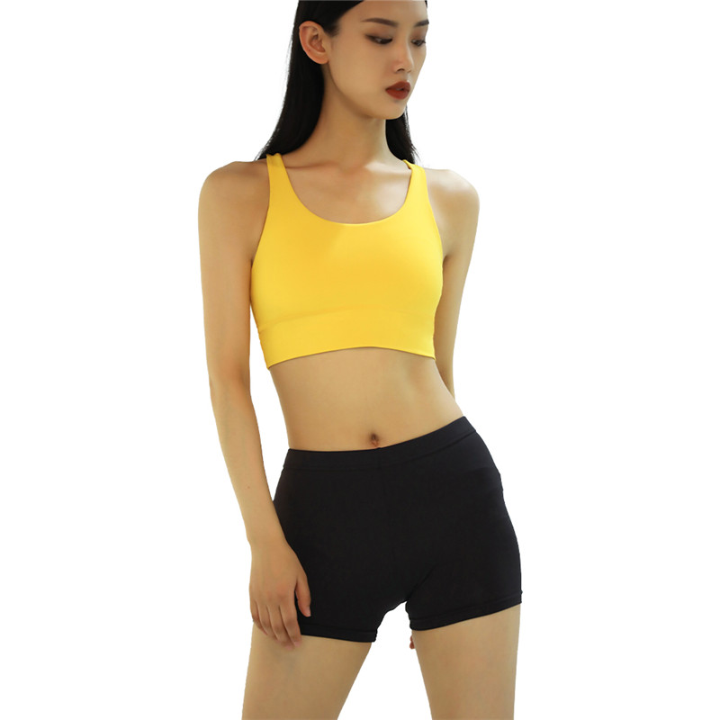Mango Yellow Color Crisscross Back Dance Bras | Dansgirl