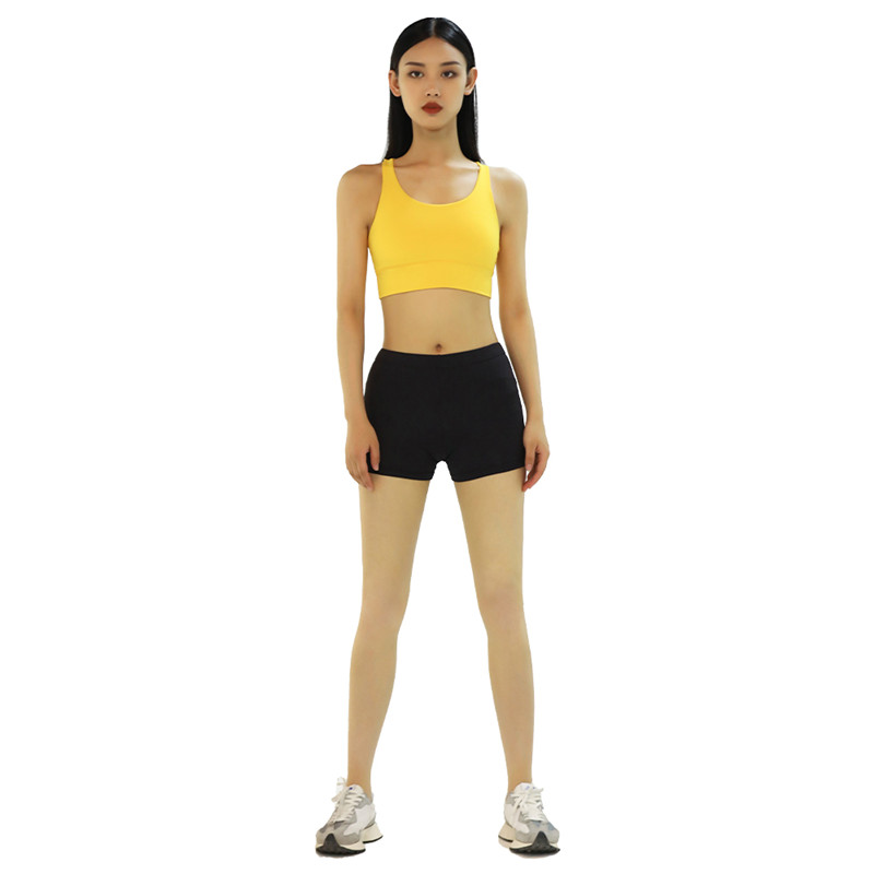Mango Yellow Color Crisscross Back Dance Bras | Dansgirl