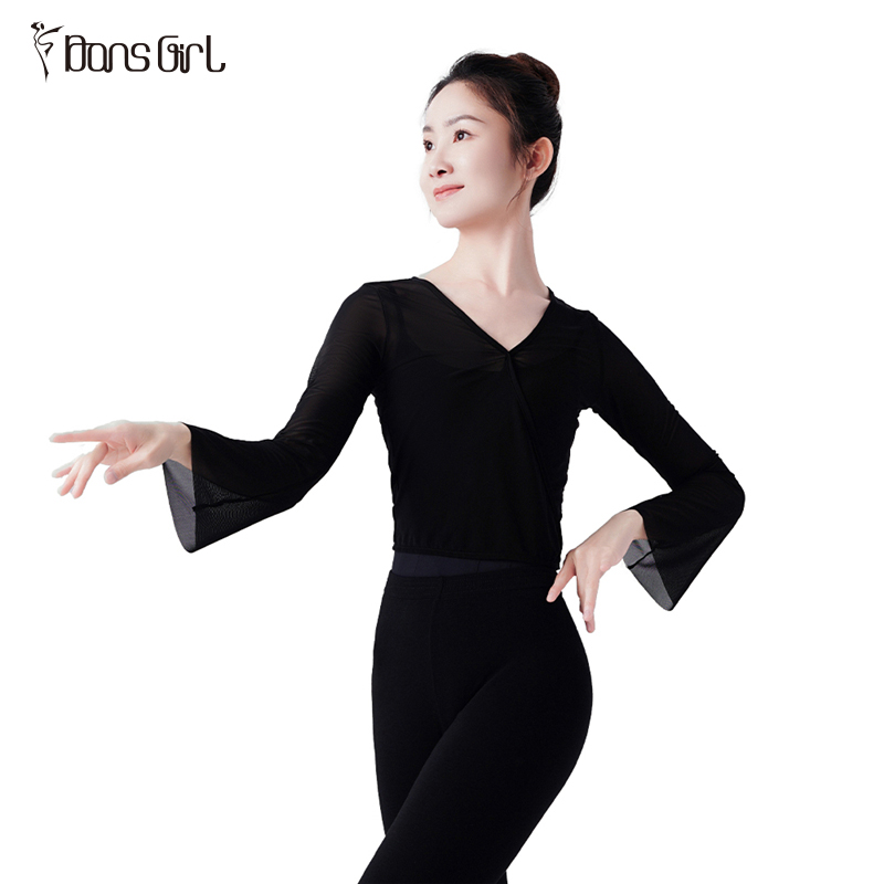 Black Ballet Dancewear Mesh Top For Adult Girls | Dansgirl