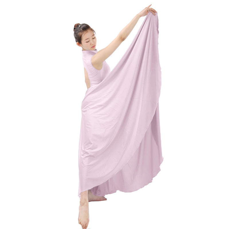 Shiny Lycra Light Pink Ballet Performance Dancewear Long Dress | Dansgirl