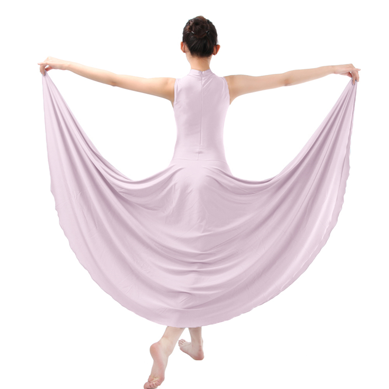 Shiny Lycra Light Pink Ballet Performance Dancewear Long Dress | Dansgirl