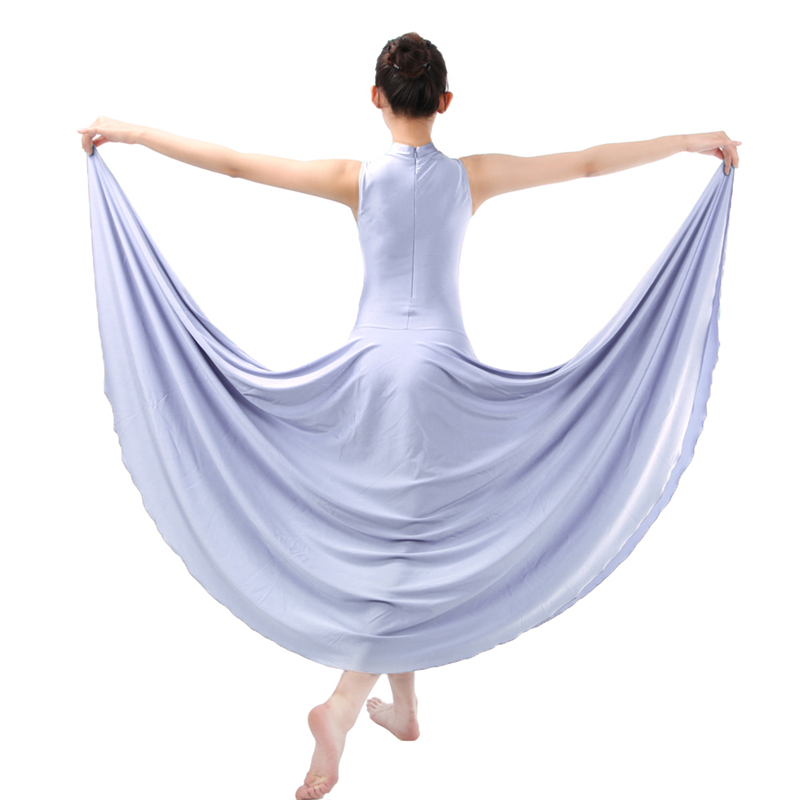 Shiny Lycra Silver Gray Ballet Costomes Long Dance Dress | Dansgirl