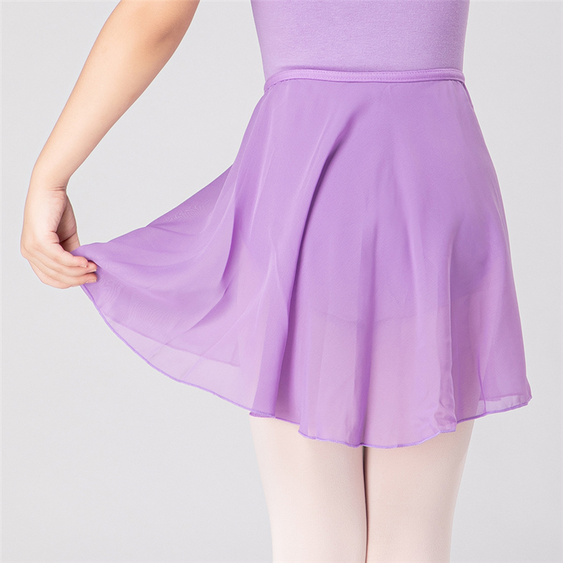 Kids Girls Ballet Wrap Chiffon Skirt With Adjustable Button Waist ...